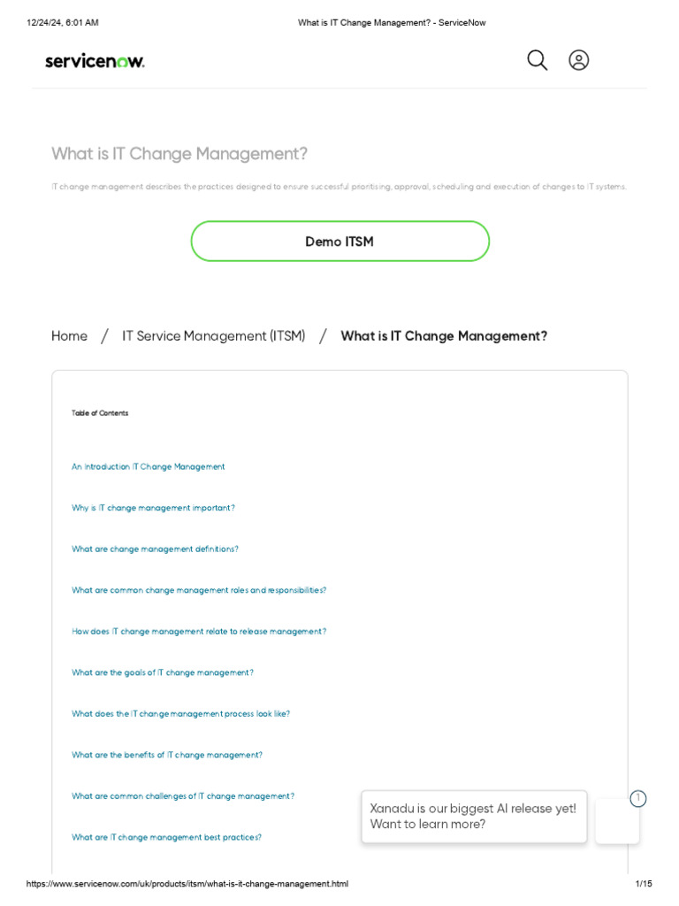 What is IT Change Management_ - ServiceNow | PDF | Artificial ...