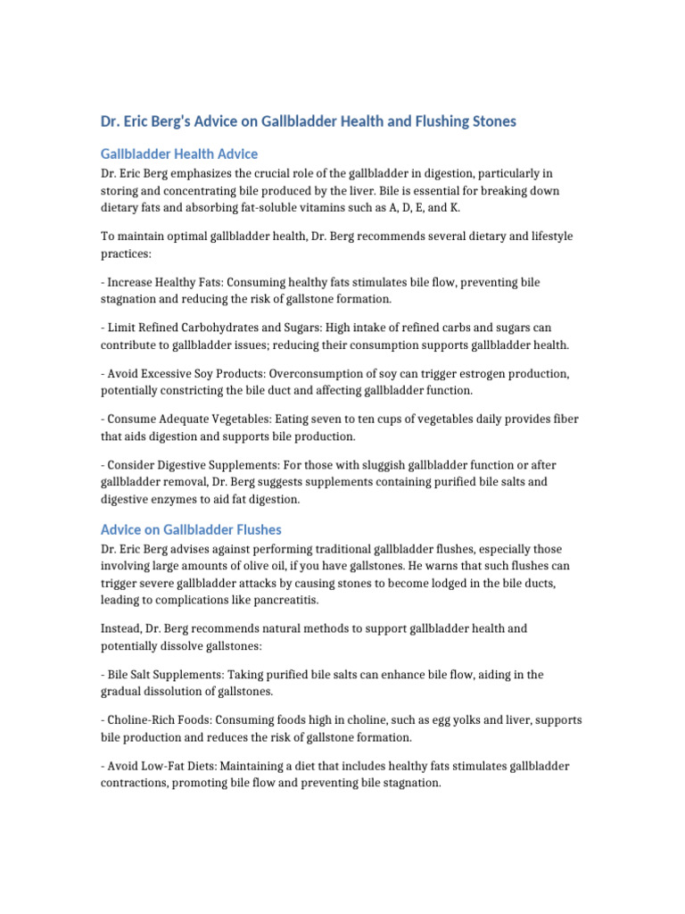 DR Eric Berg Gallbladder Advice | PDF