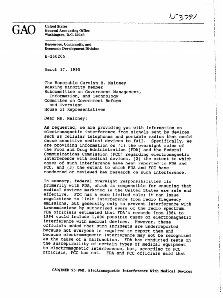 Gao report year | PDF | Electromagnetic Interference | Food And Drug ...