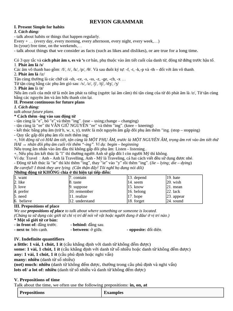 Revion Grammar: 1. Cách Dùng | PDF