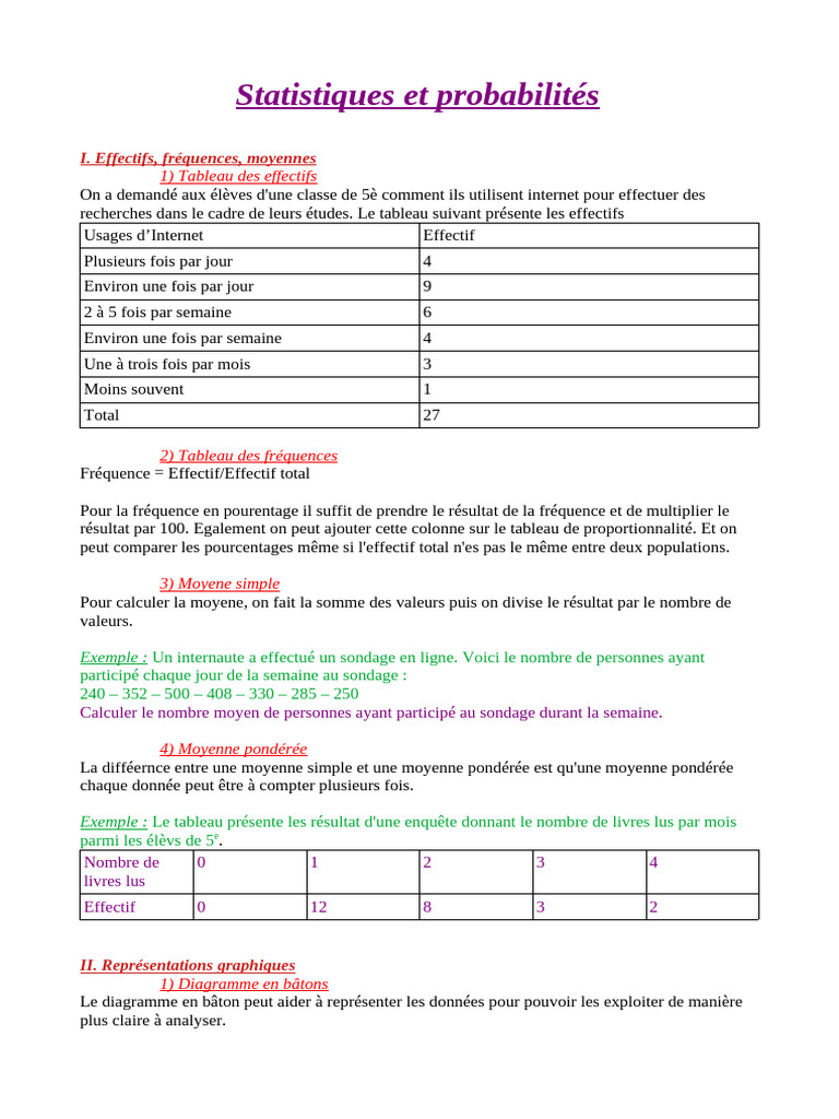 Statistiques et Probabilités en Classe | PDF | Hasard | Dé
