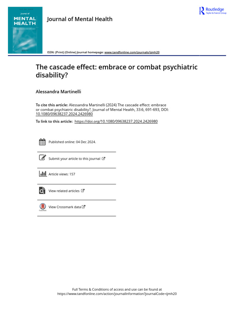 Cascade Effect in Psychiatric Disability | PDF | Social Stigma | Mental ...