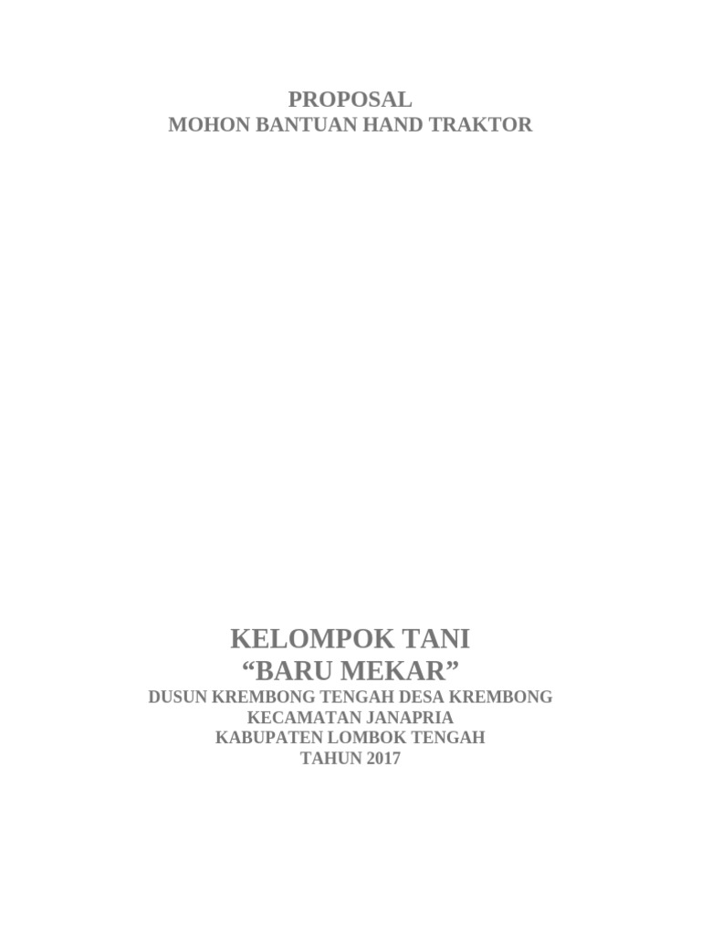 Contoh Proposal Mesin Traktor | PDF
