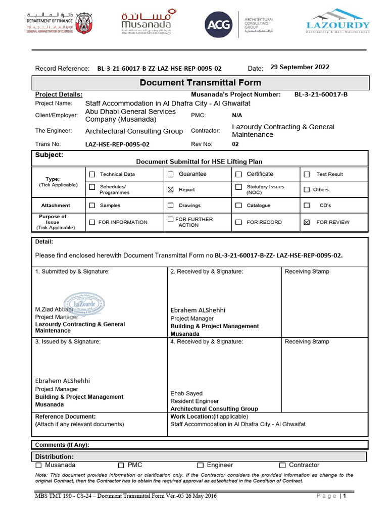 095 - HSE Lifting Plan Rev 02 | PDF | Crane (Machine) | Center Of Mass
