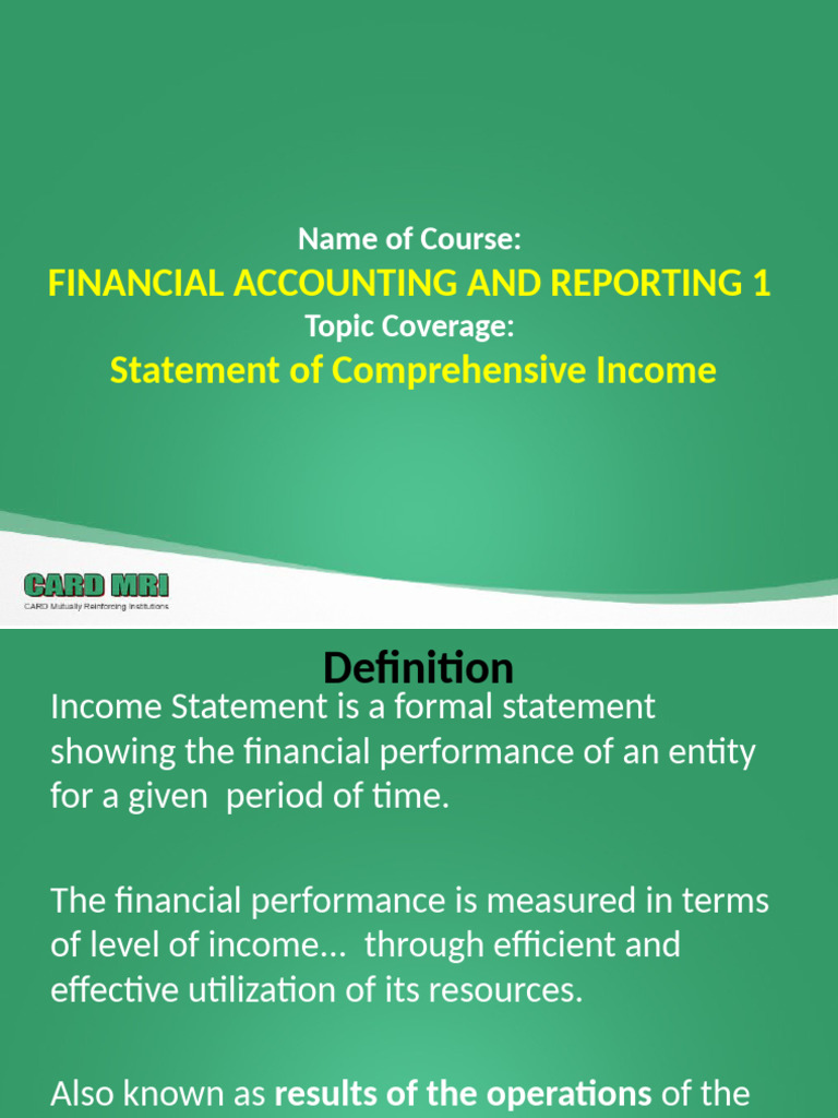 Statement of Comprehensive Income | PDF | Income | Fair Value