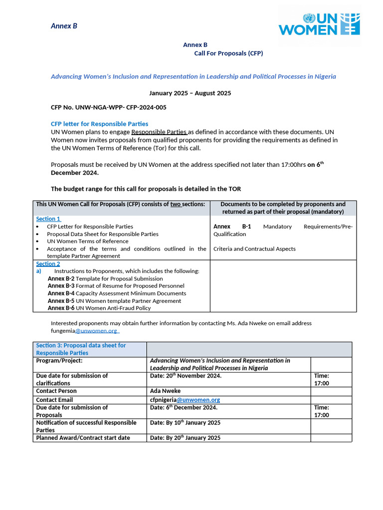 unw-wca-nga-cfp-2024-005 | PDF | Governance | Gender Studies