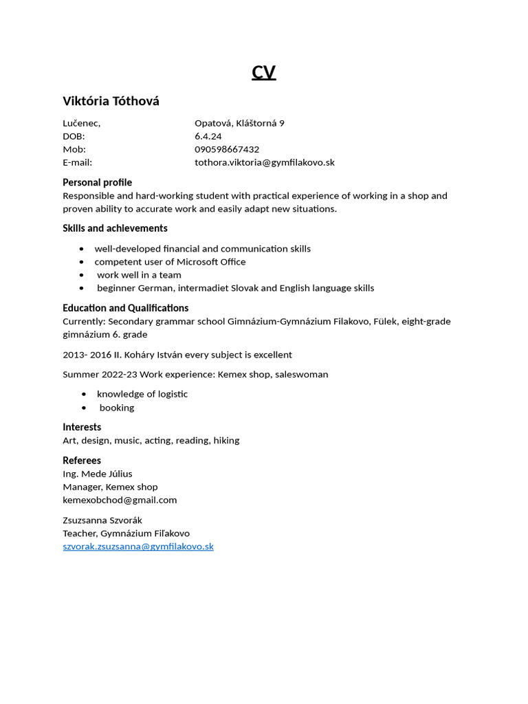 CV and Covering Letter | PDF