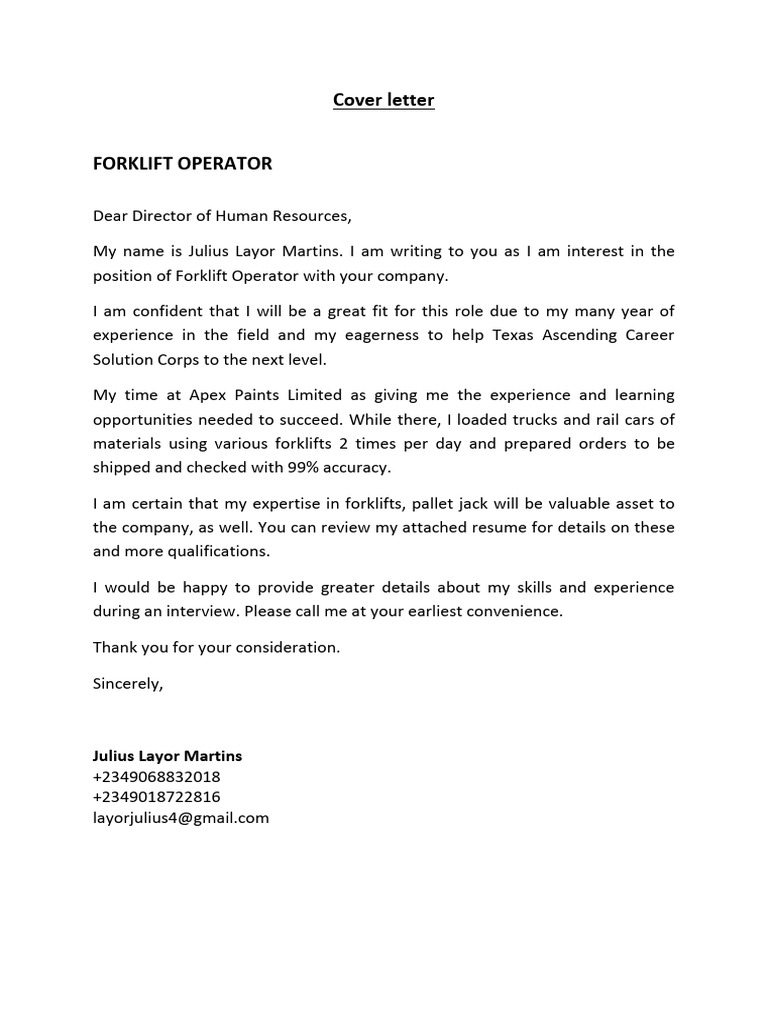 Forklift Operator Pdf