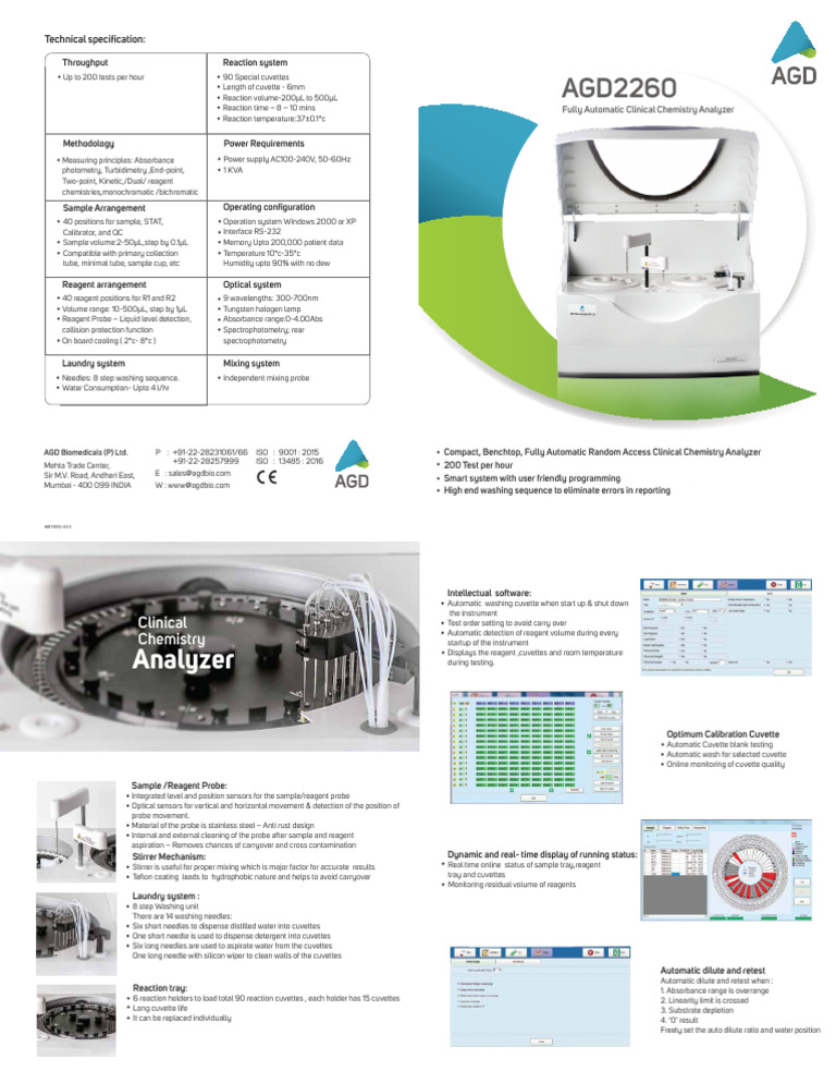 جهاز تحليل كيمياء الدم الاتوميشن AGD 2260 | PDF | Spectrophotometry ...