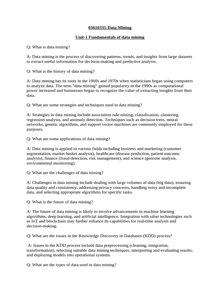 DM_Midsem_Question Bank (1) | PDF | Data Mining | Data