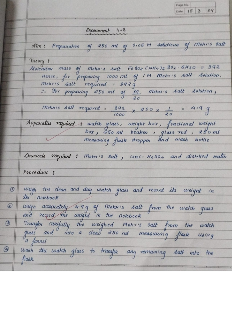 Chemistry Practical (All Exp) | PDF