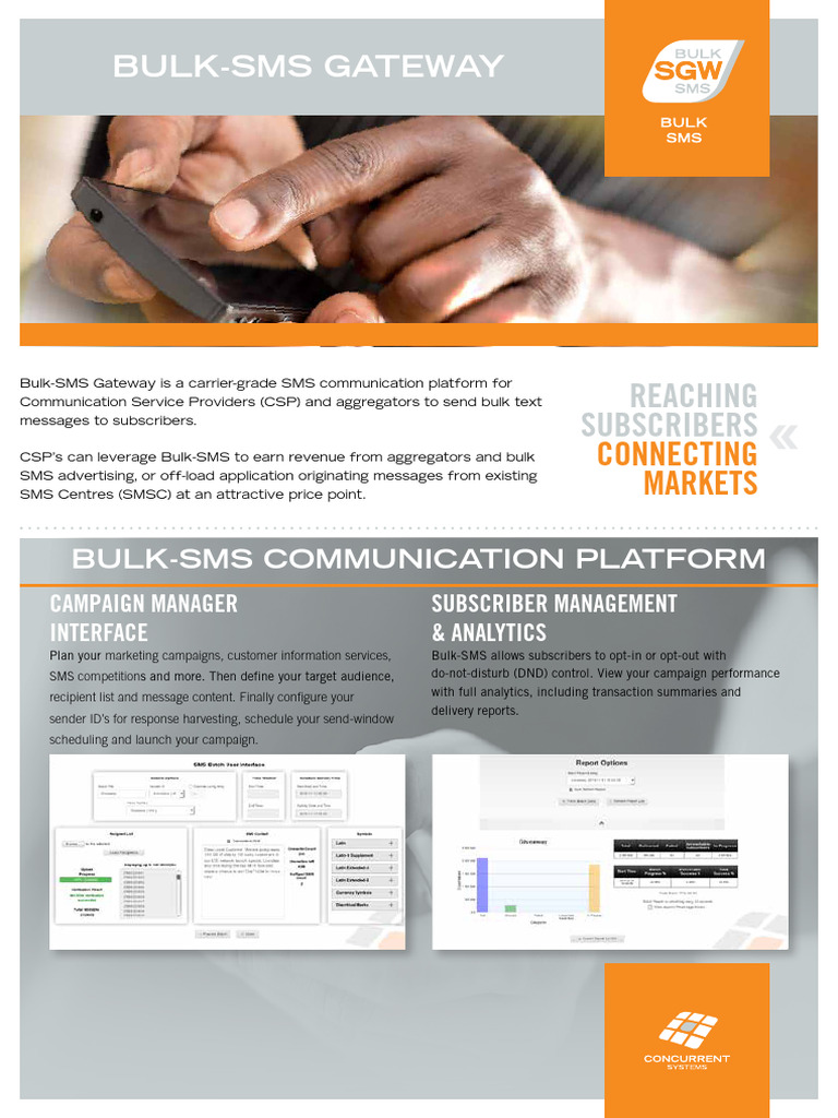 SGW-Bulk-SMS-Brochure | PDF | Telecommunications | Computer Networking