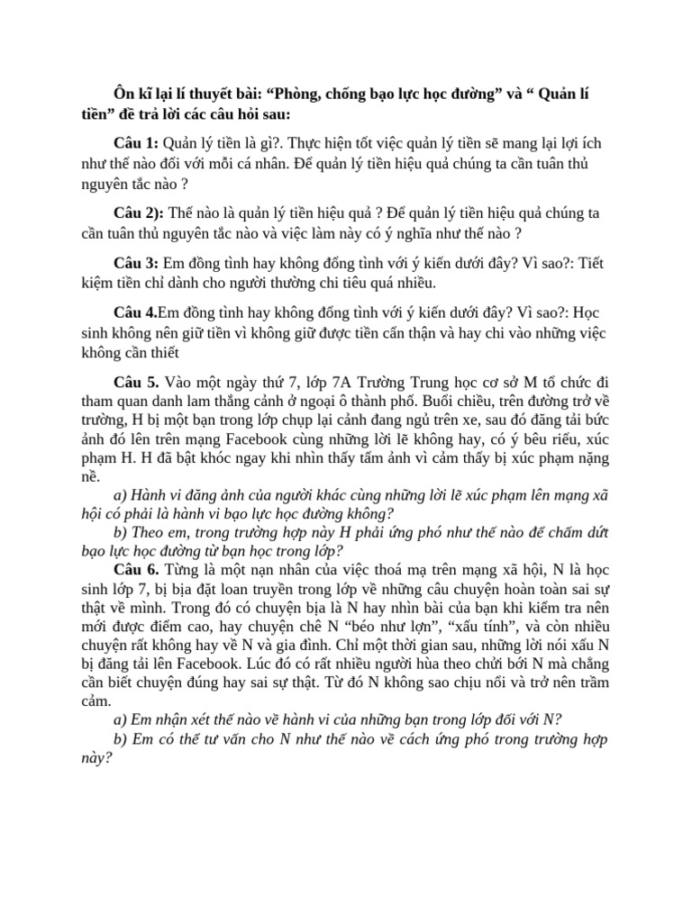 ĐỀ CƯƠNG GDCD | PDF