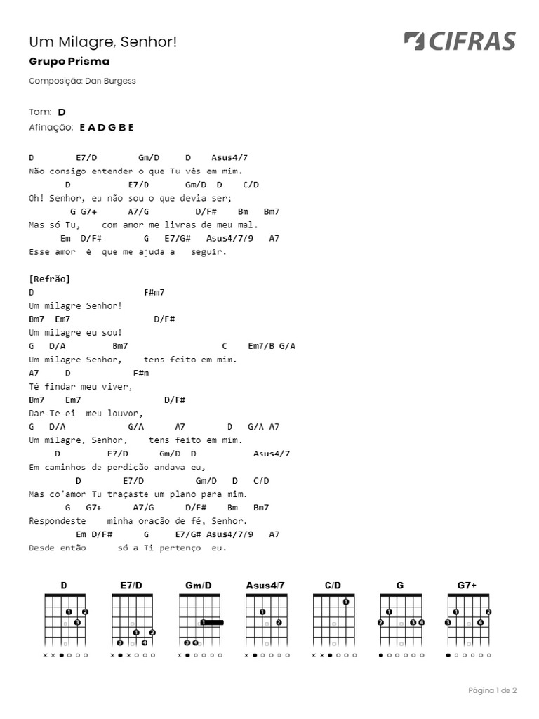 CIFRAS Cifra Grupo-Prisma Um-Milagre-Senhor | PDF