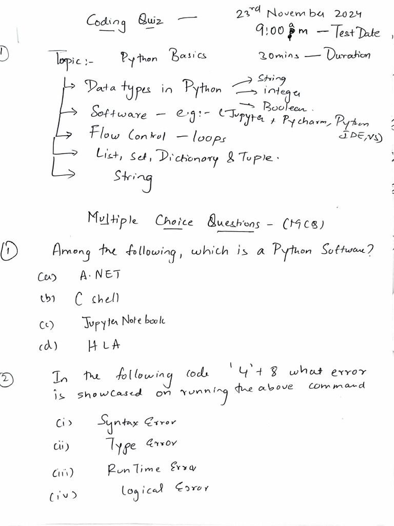 PYTHON QUIZ QUESTIONS | PDF PYTHON QUIZ QUESTIONS | PDF