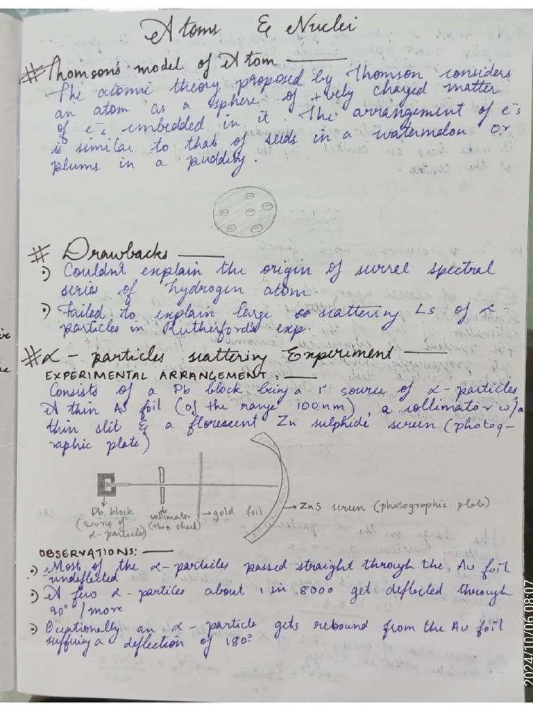ATOMS & NUCLEI NOTES | PDF