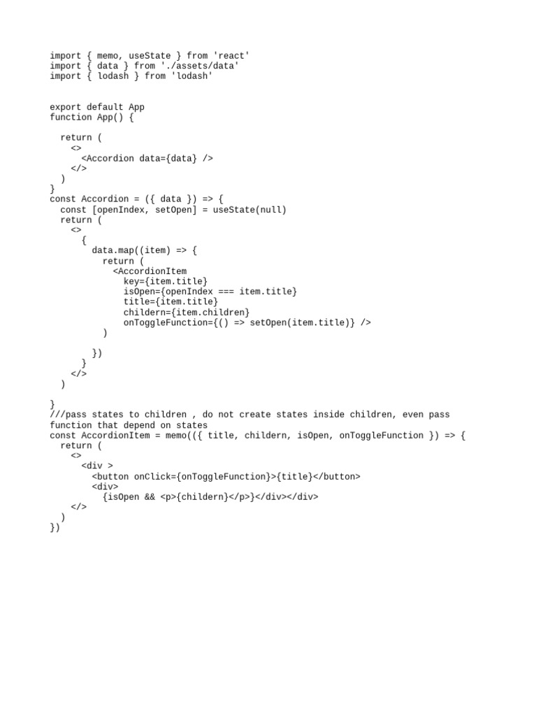 React Accordion Component Example | PDF