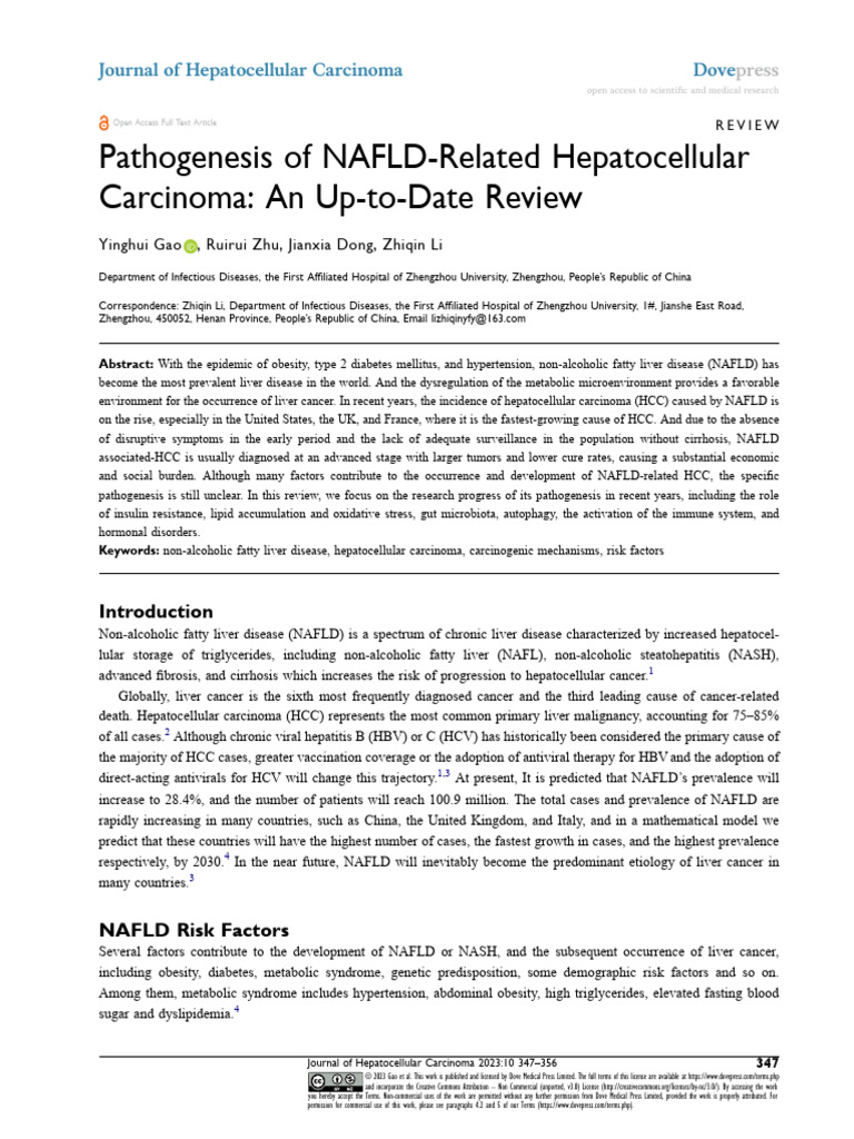 Pathogenesis of Nafld Related Hepatocellular Carcinoma.2023. | PDF ...