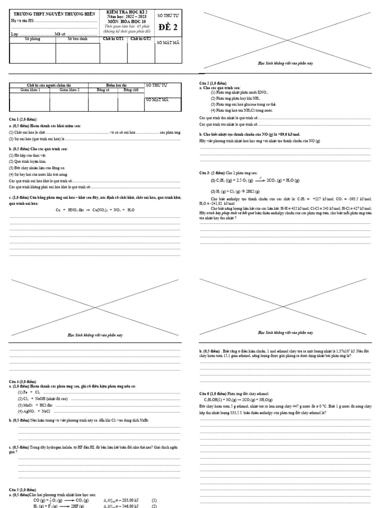 22-23-THPT-nguyện-thượng-hiền-hcm-HÓA-10-HK2-4-ĐỀ-MINH-HỌA (1) | PDF