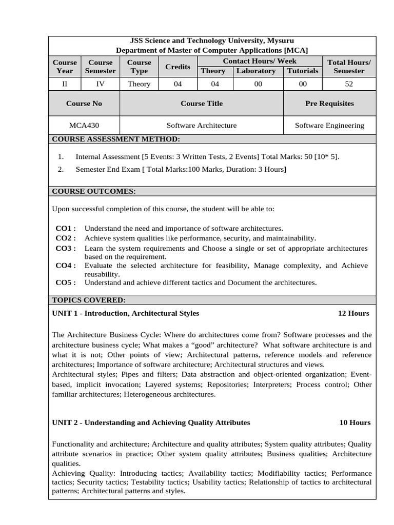 Software Architecture Course Overview | PDF | Software Architecture | System