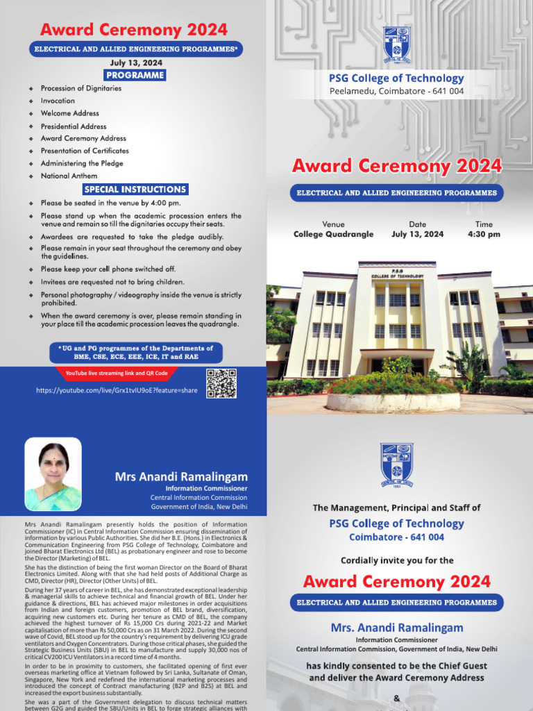 PSGCT-Biomedical - Award Ceremony 2024 Grey | PDF | Economies