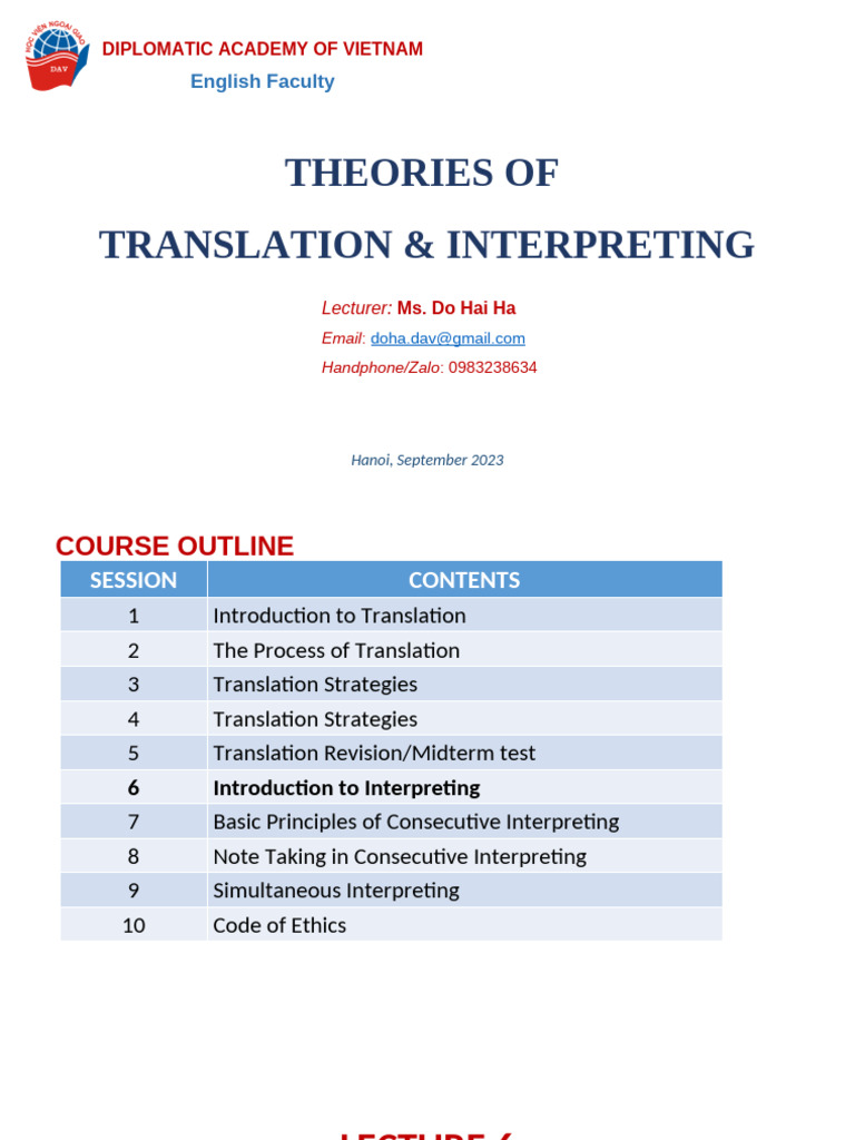 Interpreting Lecture 1 | PDF
