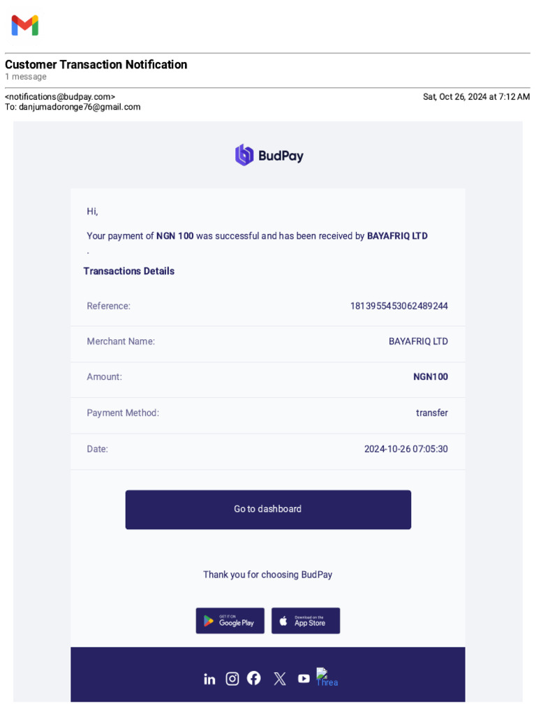 Gmail - Customer Transaction Notification | PDF