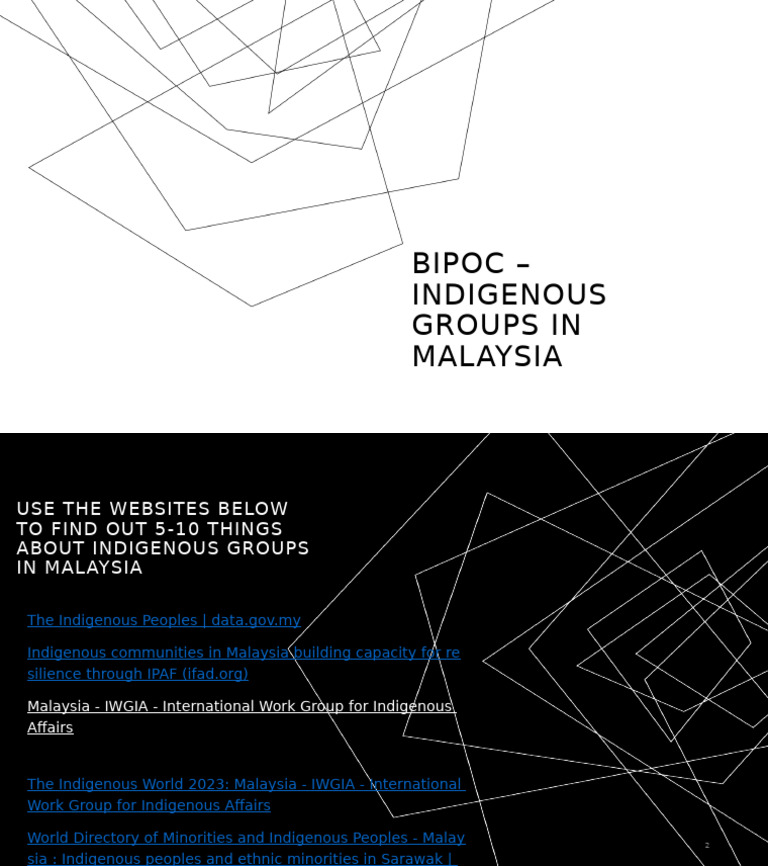 BIPOC - Indigenous Groups in Malaysia Research To Do After Mid Term1.1 ...