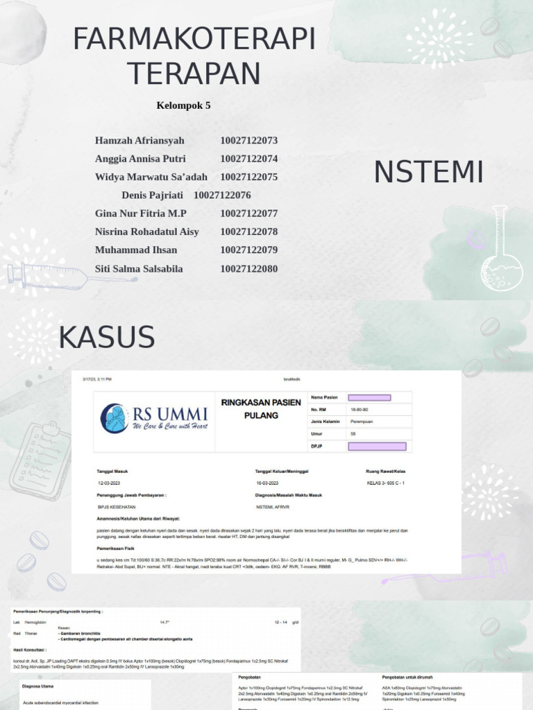 Tutorial Farmakoterapi Terapan Nstemi | PDF