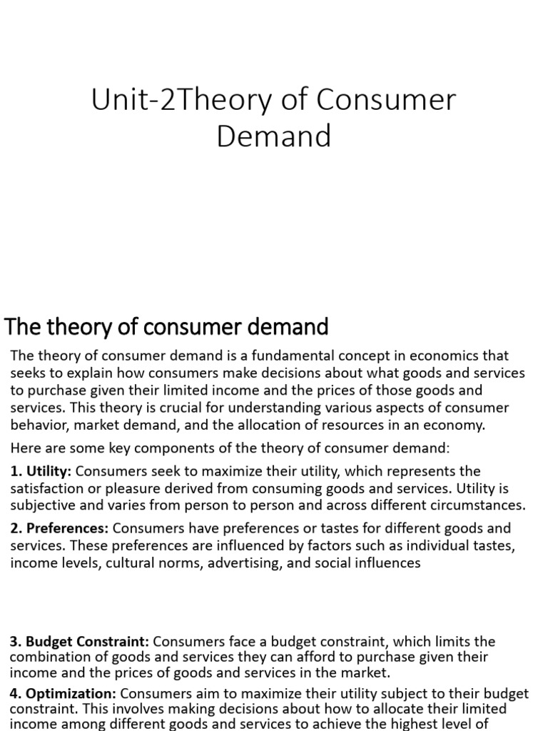 Applied Economics Unit-2 Theory of Consumer Demand 6Lhr | PDF | Demand ...