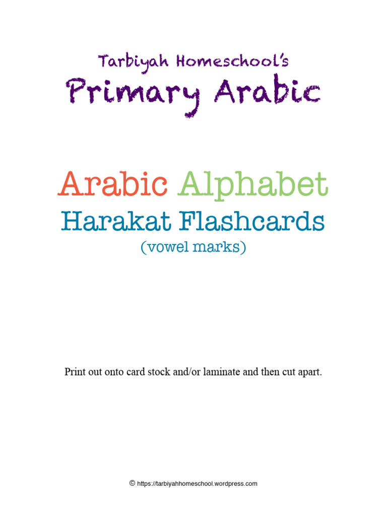 Arabic Alphabet Harakat Flashcards | PDF