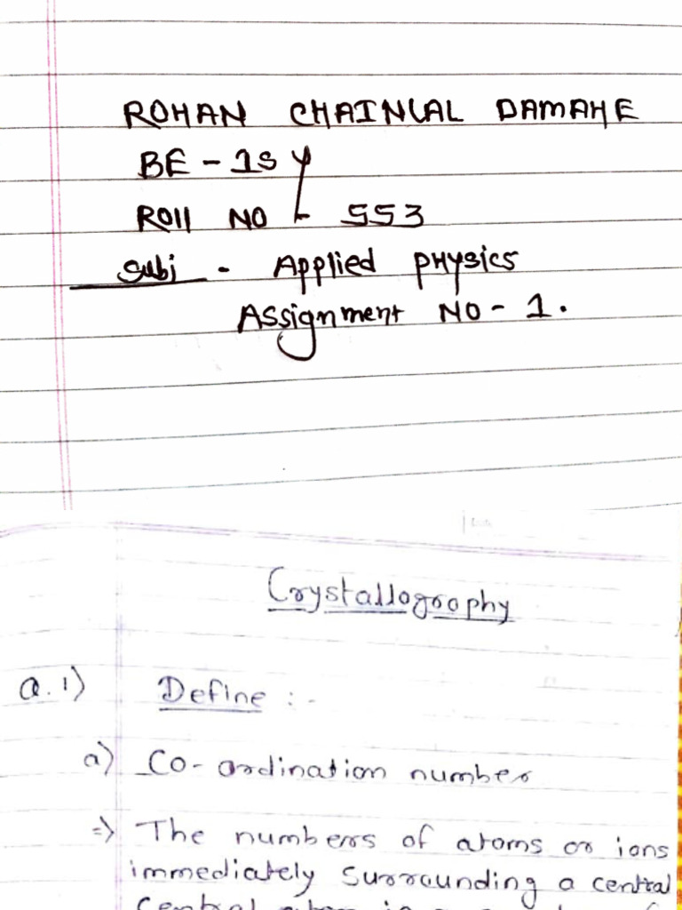 Class Notes On Crystallography | PDF