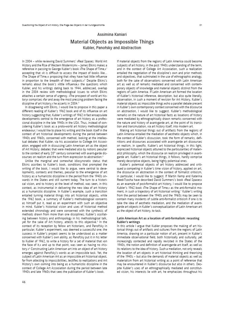 Assimina Kaniari Material Objects As Imp | PDF | Art History | Aesthetics