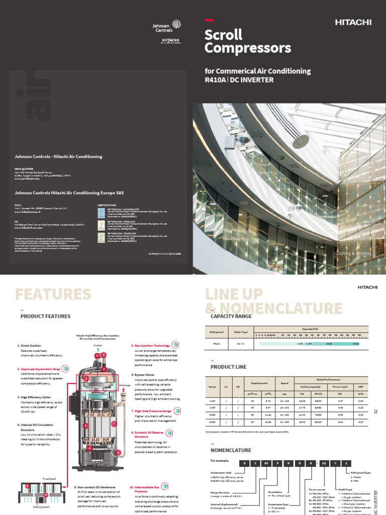 2018.09.12 Scroll Compressors R410A DC Inverter Catalog 1 | PDF | Air ...