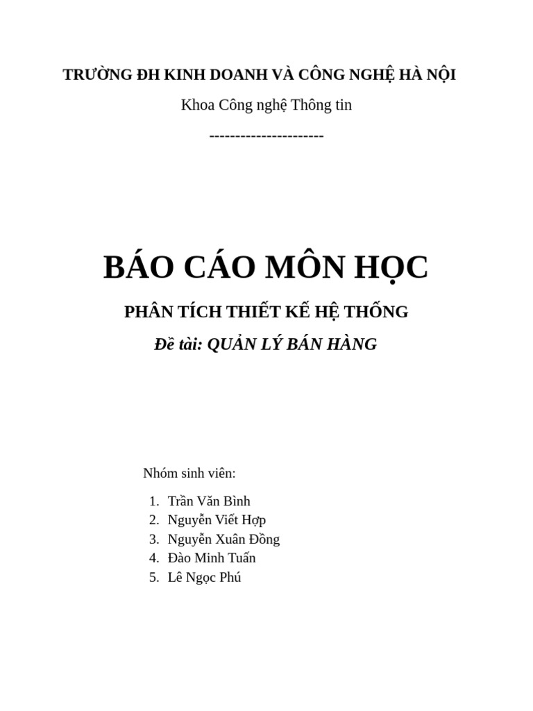 Bao Cao Mon Hoc | PDF