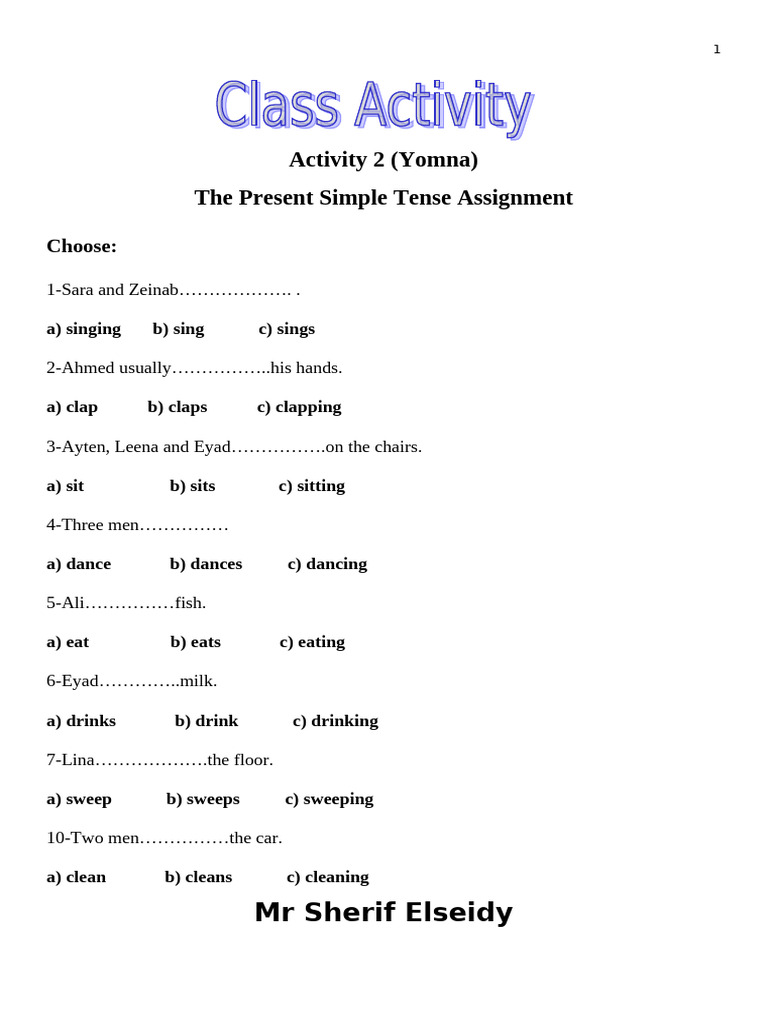 Present Simple Tense Exercises | PDF
