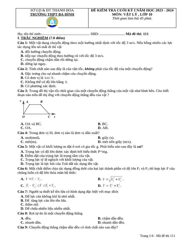MĐ 111-CK1.K10 - 2023-2024 | PDF