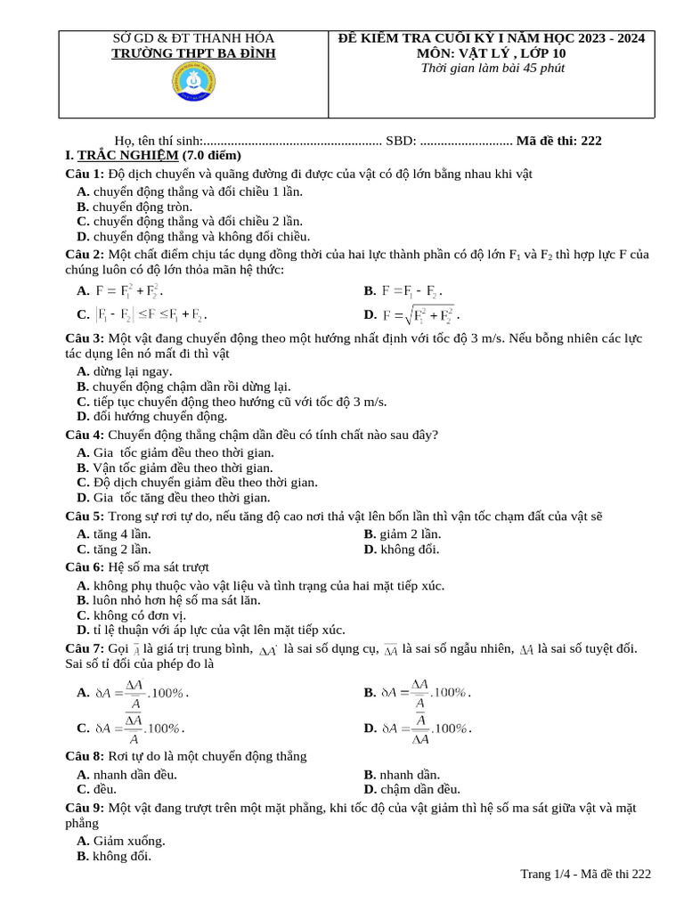 MĐ 222-CK1.K10 - 2023-2024 | PDF