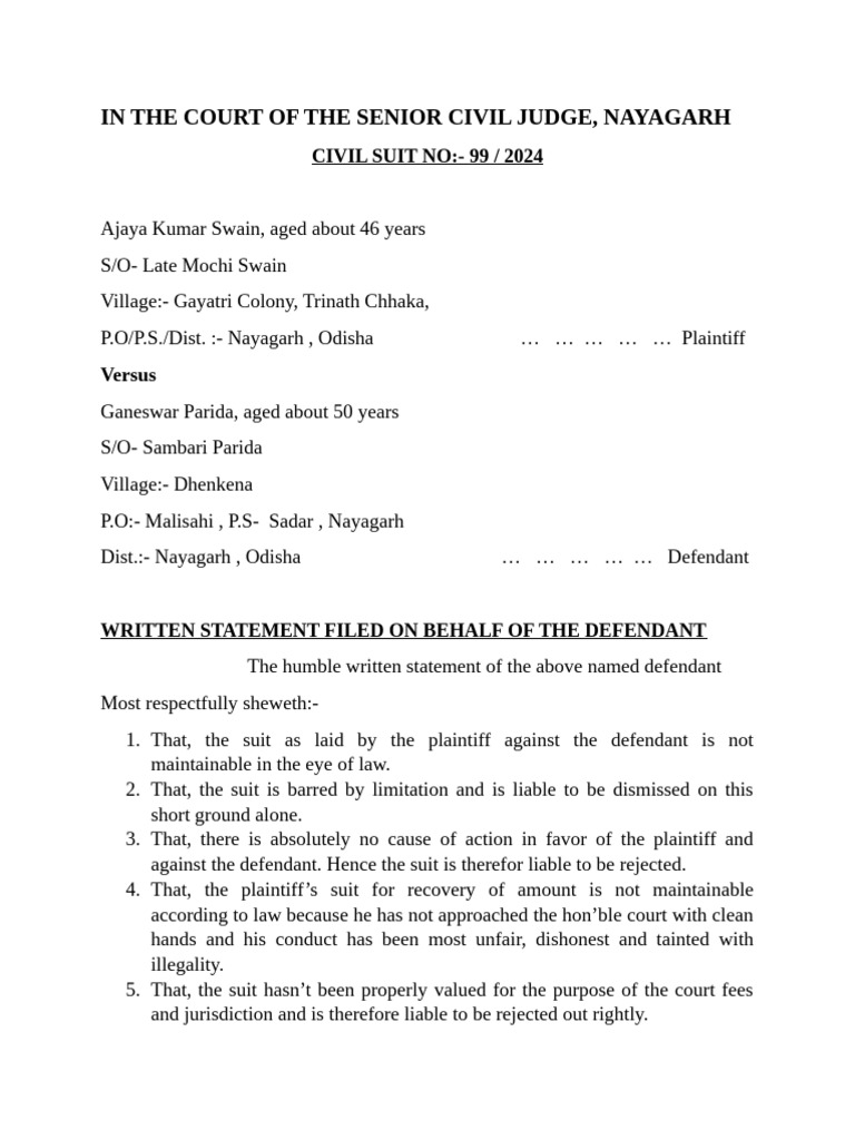 Civil Suit | PDF | Lawsuit | Affidavit
