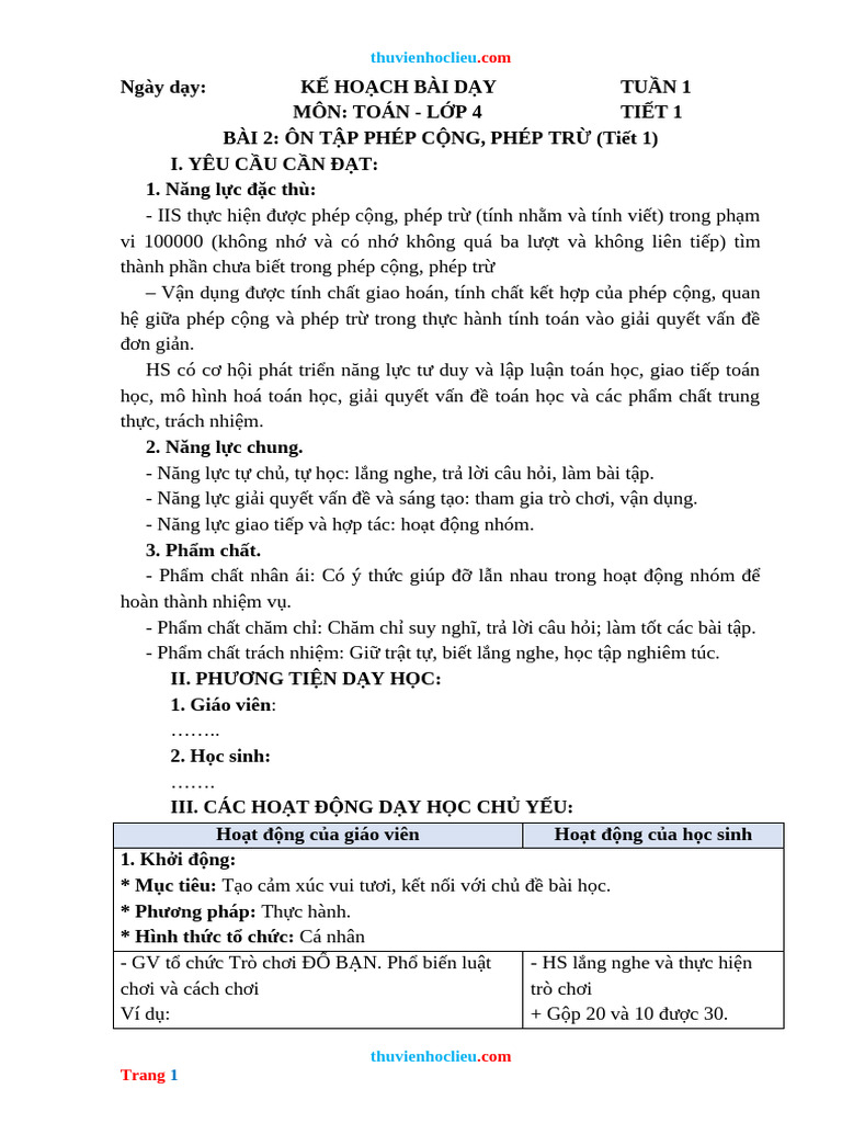 GA Toan 4 CTST HK 1 | PDF