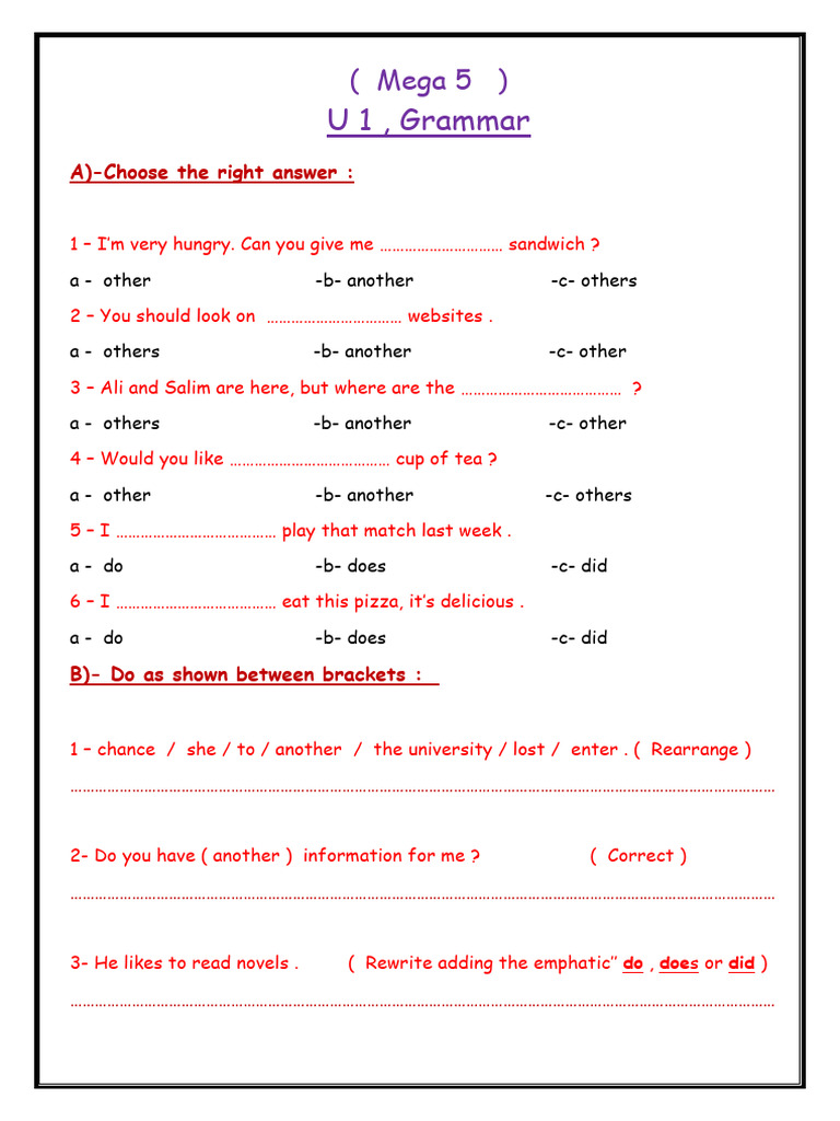 Mega 5 U 1 ( Grammar ) | PDF