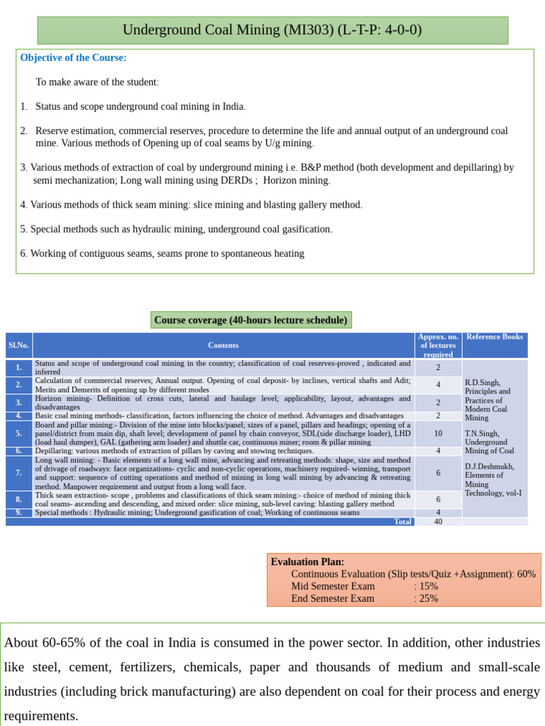 Underground Coal Mining Course | PDF | Coal Mining | Coal