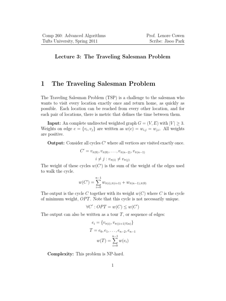TSP | PDF | Mathematical Concepts | Algorithms And Data Structures