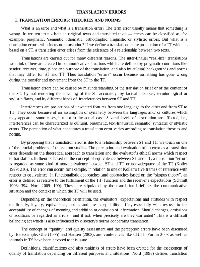 TRANSLATION ERRORS | PDF | Translations | Semantics