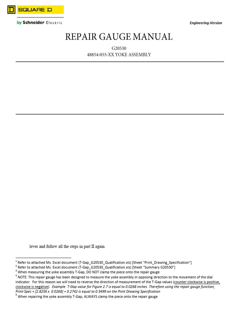 Yoke Assembly Repair Gauge Manual | PDF