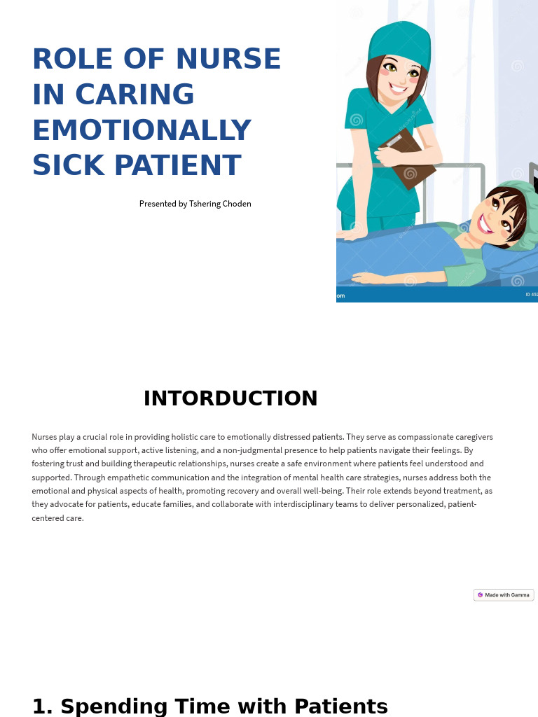 Nurse's Role in Caring for Emotionally Sick | PDF | Mental Health | Empathy