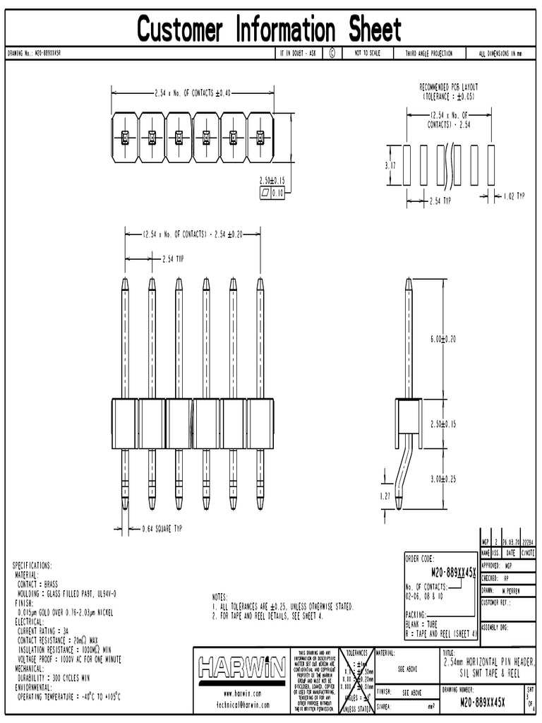 DRG 02615 Technical Drawing Datasheet M20 889 PDF | PDF