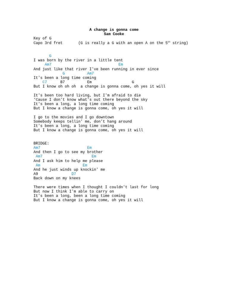 A Change Is Gonna Come | PDF