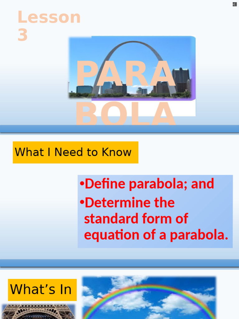 Lesson 3 Parabola Autosaved | PDF | Classical Geometry | Differential ...