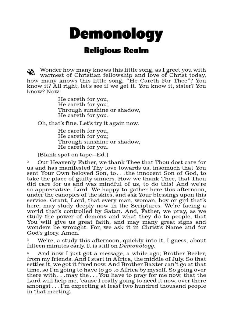 53-0609A Demonology Religious Realm VGR | PDF | Pentecostalism | Prophecy
